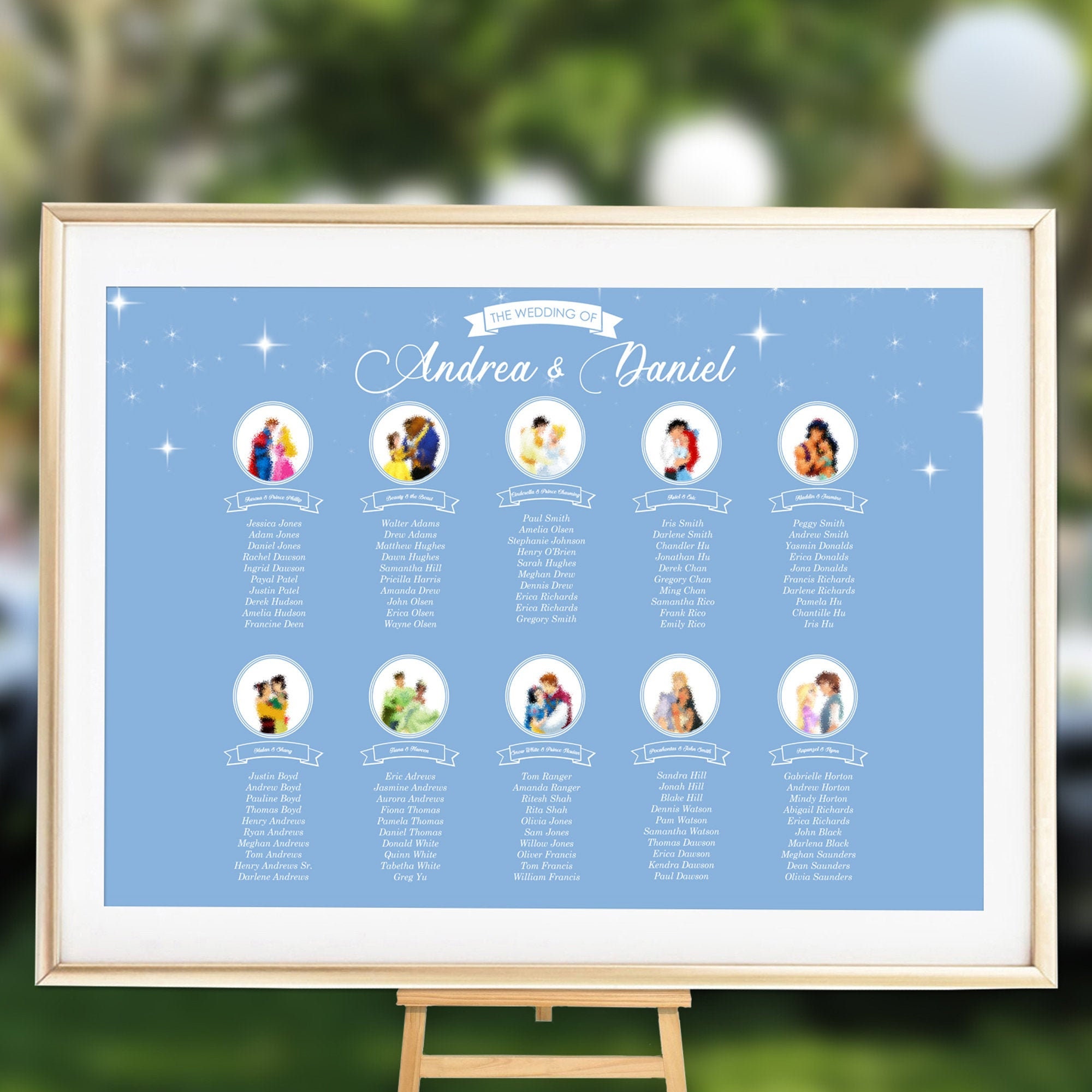 Wedding Seating Chart Poster Disney Character Couple Seating - Etsy