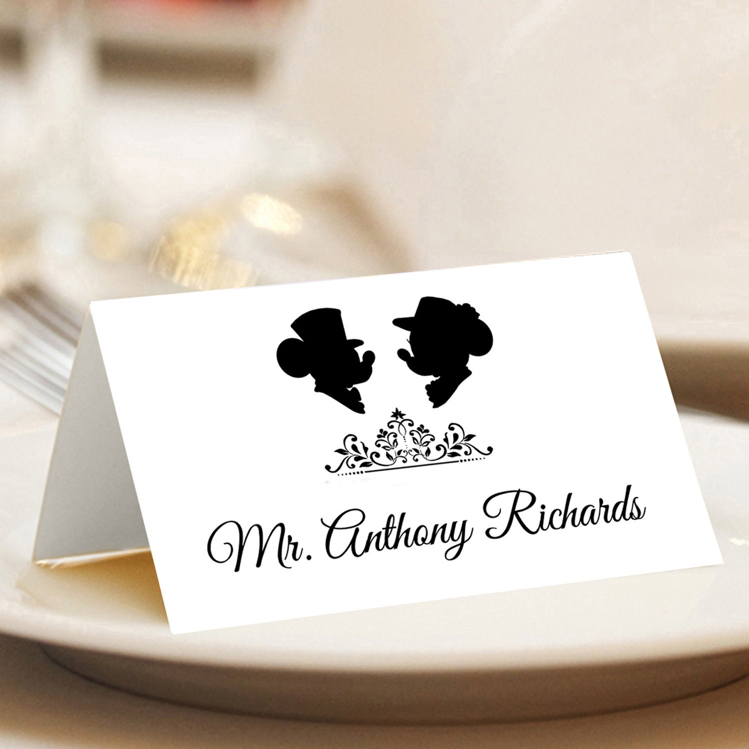 Disney Couple Place Cards Disney Wedding Name Cards Elegant | Etsy Canada