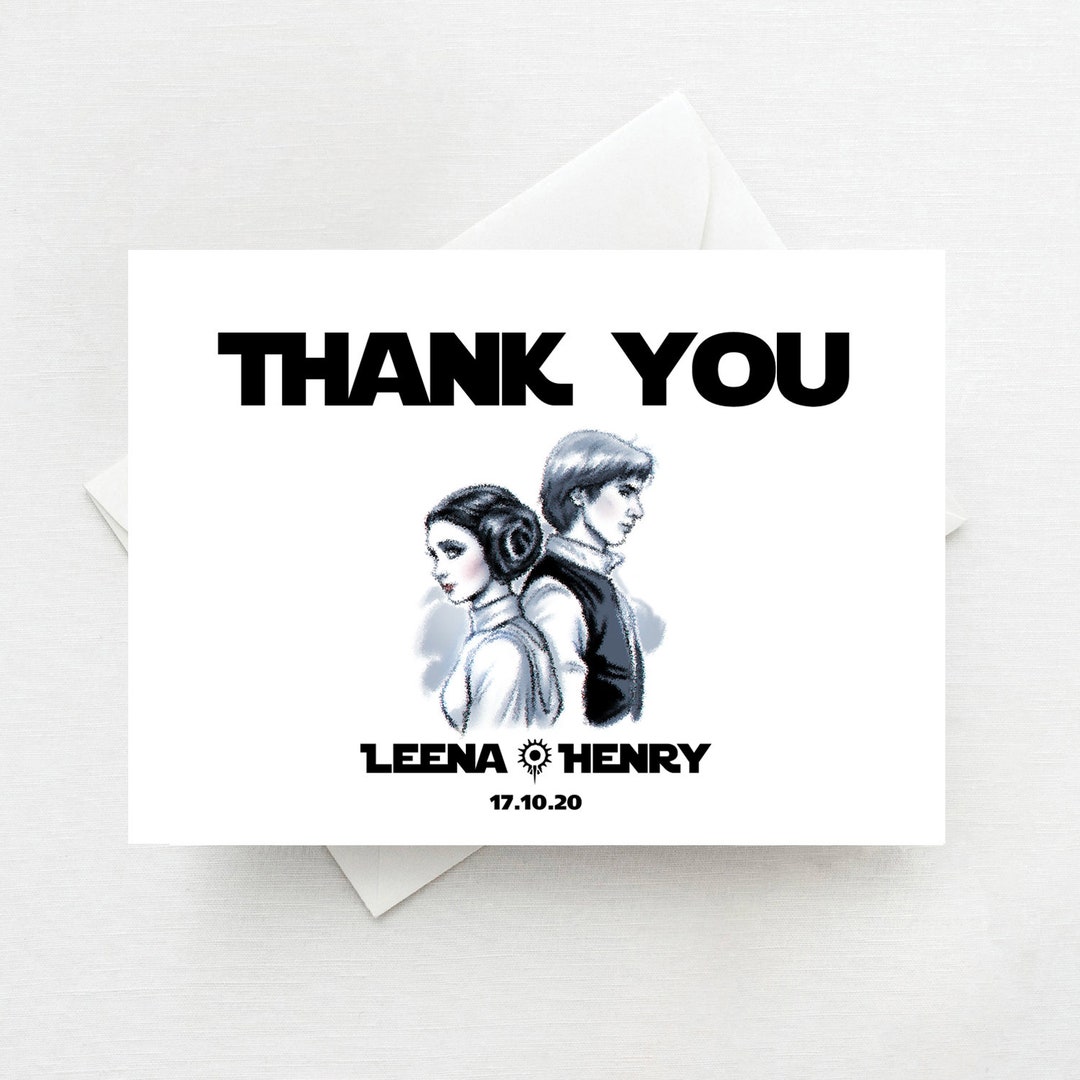 Star Wars Wedding Thank You Cards, Disney Theme Weddings, Wedding Thank ...