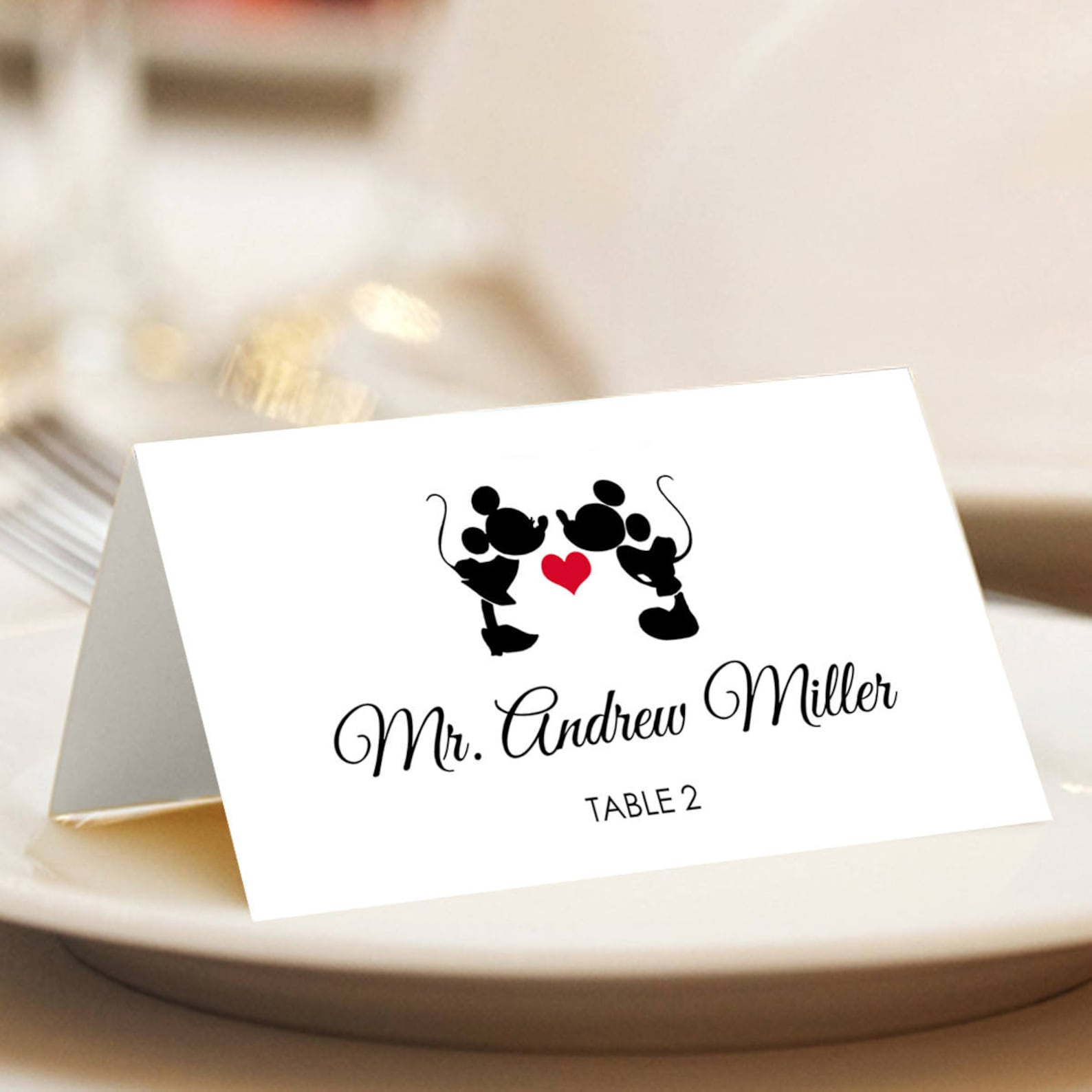 Mickey Mouse Place Cards Mickey and Minnie Disney Wedding - Etsy