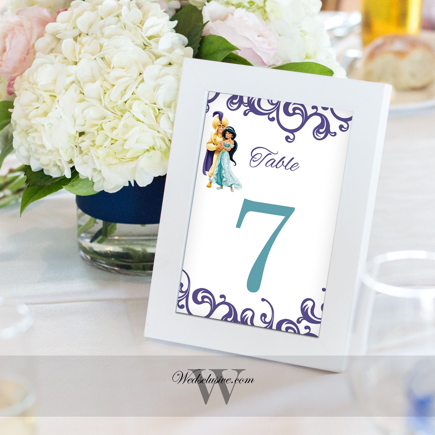 Aladdin and Jasmine Table Numbers Disney Wedding Table Cards - Etsy