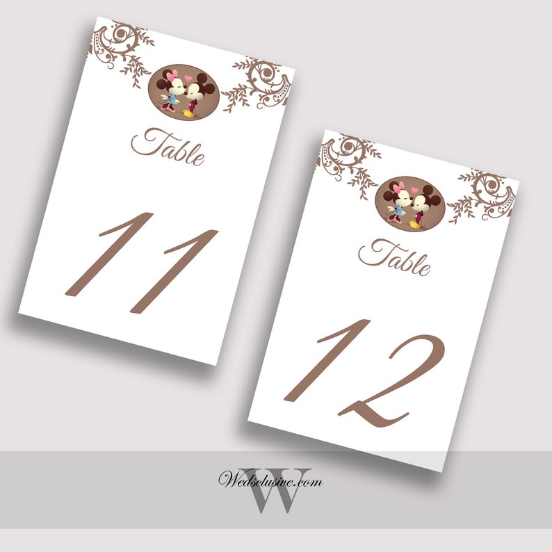 Mickey and Minnie Table Numbers Vintage Theme Fall Wedding - Etsy
