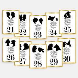 Disney Couple Table Numbers, Gold Wedding Table Numbers, Disney Wedding ...