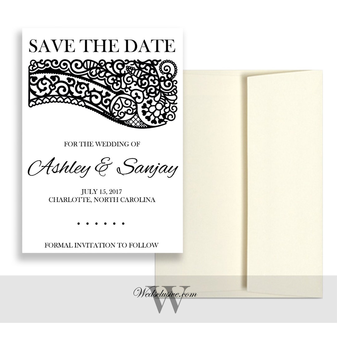 Buy Henna Save the Date Cards, Modern Wedding Announcements, Henna ...