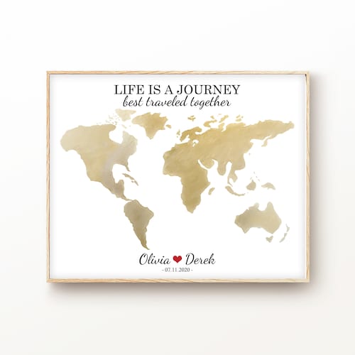 World Travel Map Wedding Gift Personalized Gift for Couple - Etsy