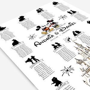 Mickey and Minnie Wedding Seating Chart, Disney Characters Seating Plan ...