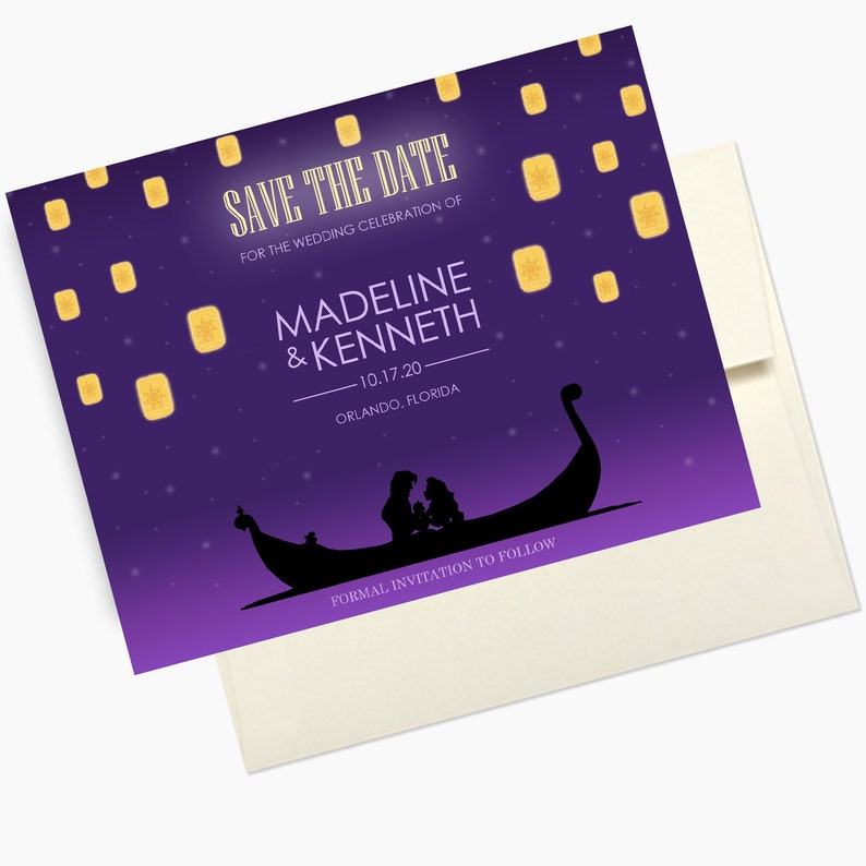 Rapunzel & Flynn Save the Date Magnets, Disney Save the Dates, Glowing ...