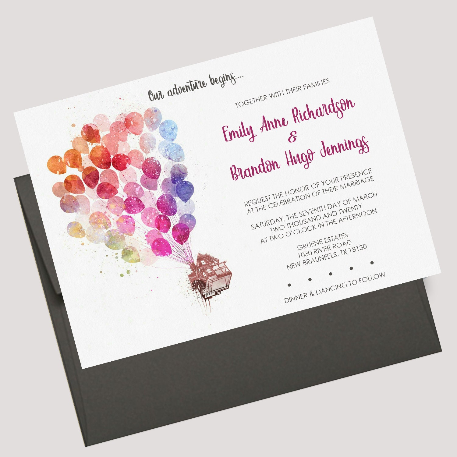 Up Movie Wedding Invitations, Carl and Ellie Wedding, up Wedding ...