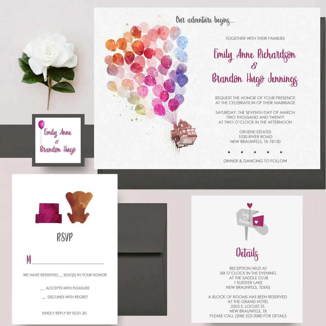 Up Movie Wedding Invitations, Carl and Ellie Wedding, up Wedding ...