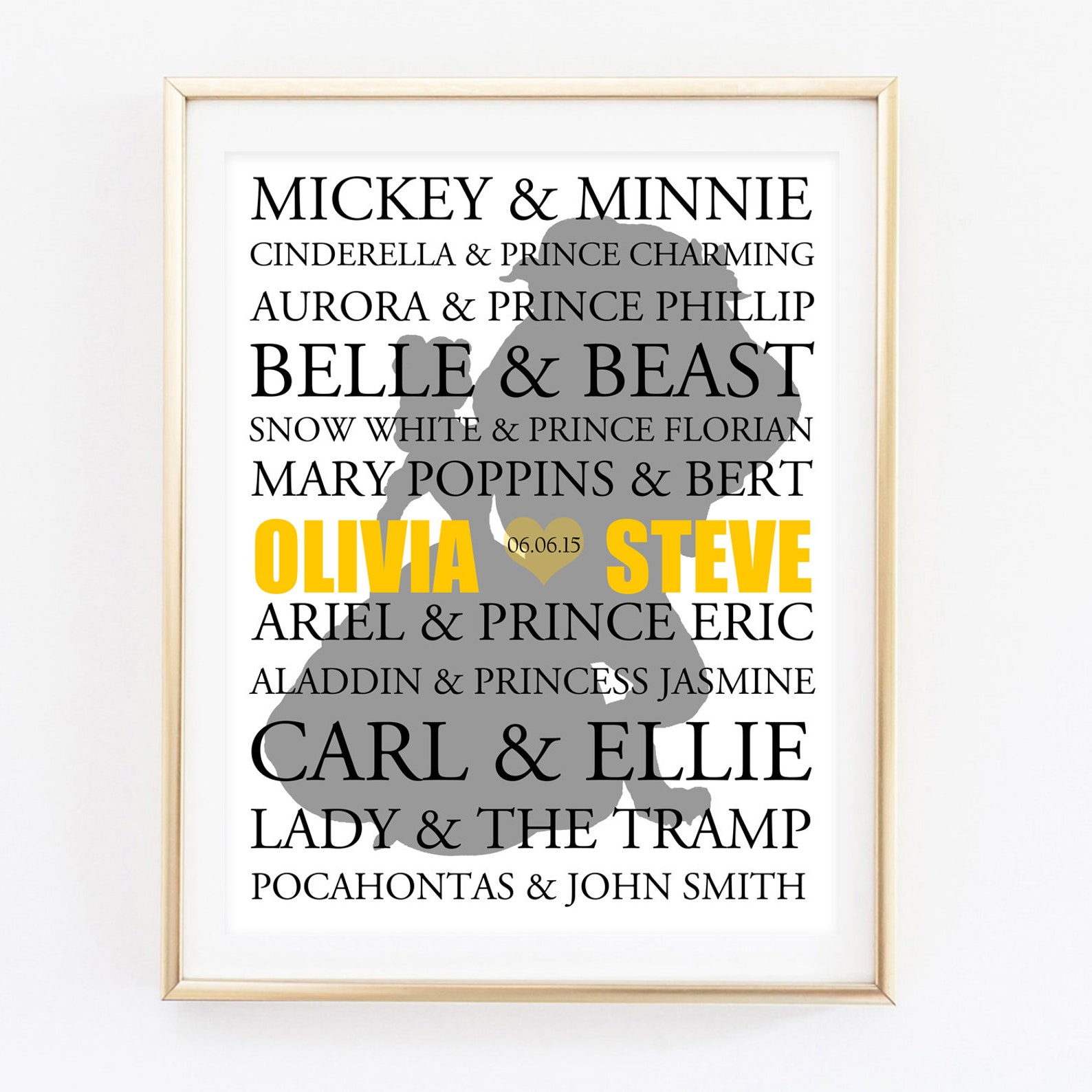 Personalized Disney Couple Name Print Disney Typography - Etsy