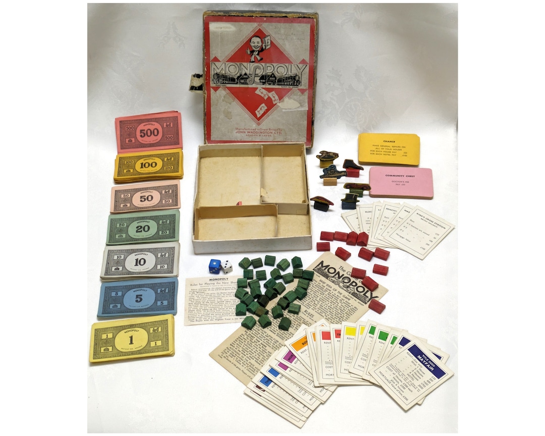 Monopoly Vintage Game Pieces No Board 1940s Waddington 1 - Etsy