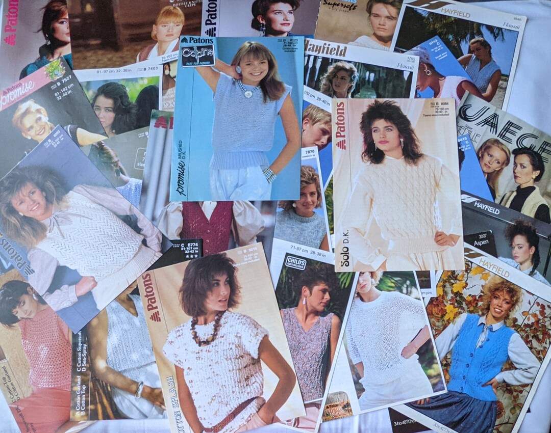 30 X Original Vintage Knitting Patterns Mixed Ladies Tops Various Wool ...