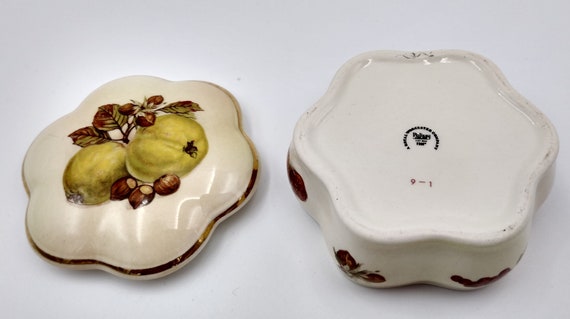 Vintage Palissy Fruits Bone China Trinket Box Pill Po… - Gem