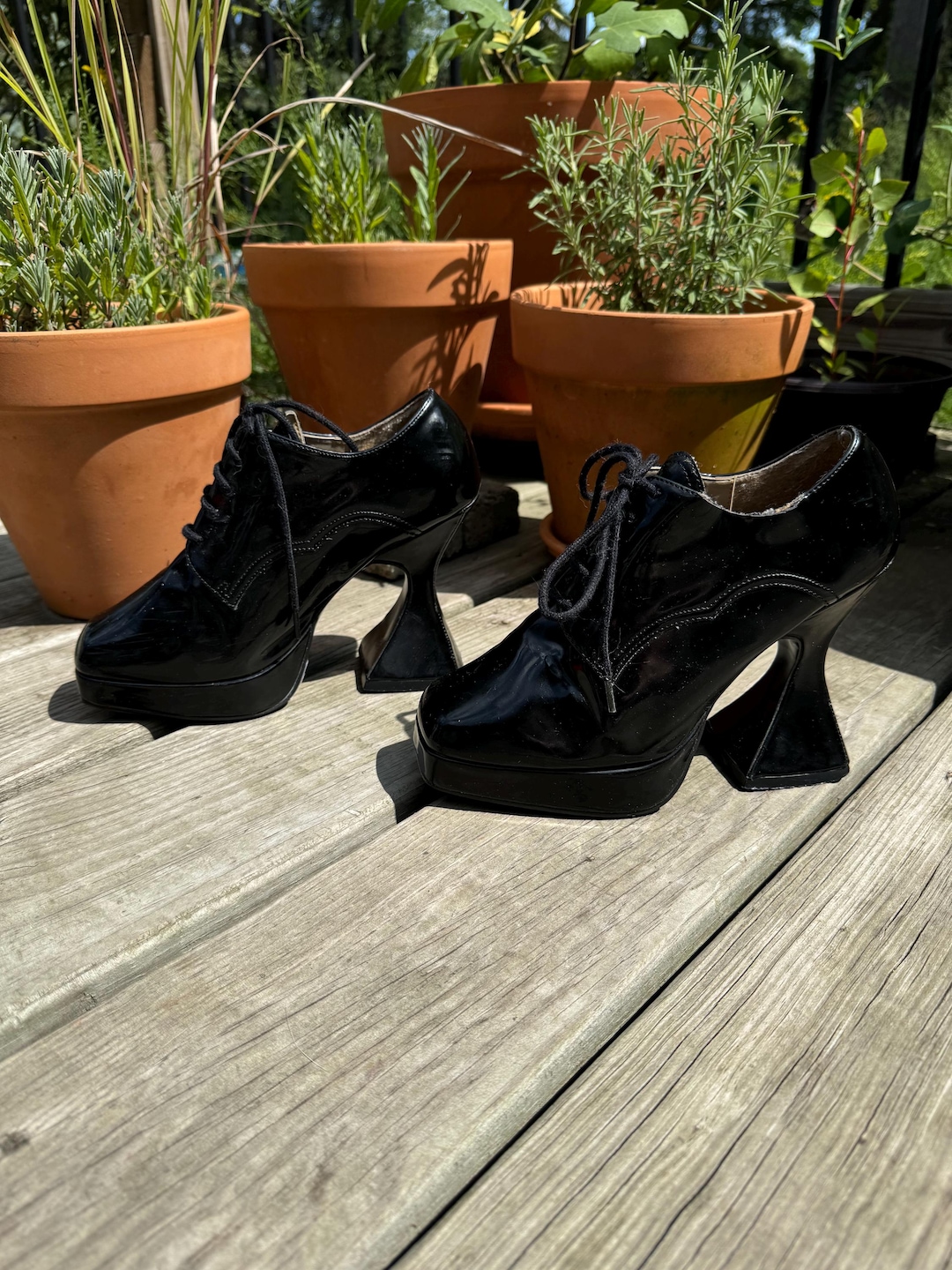 1990s Morbid Threads Patent Leather Square Toe Shoes Sz 8 - Etsy