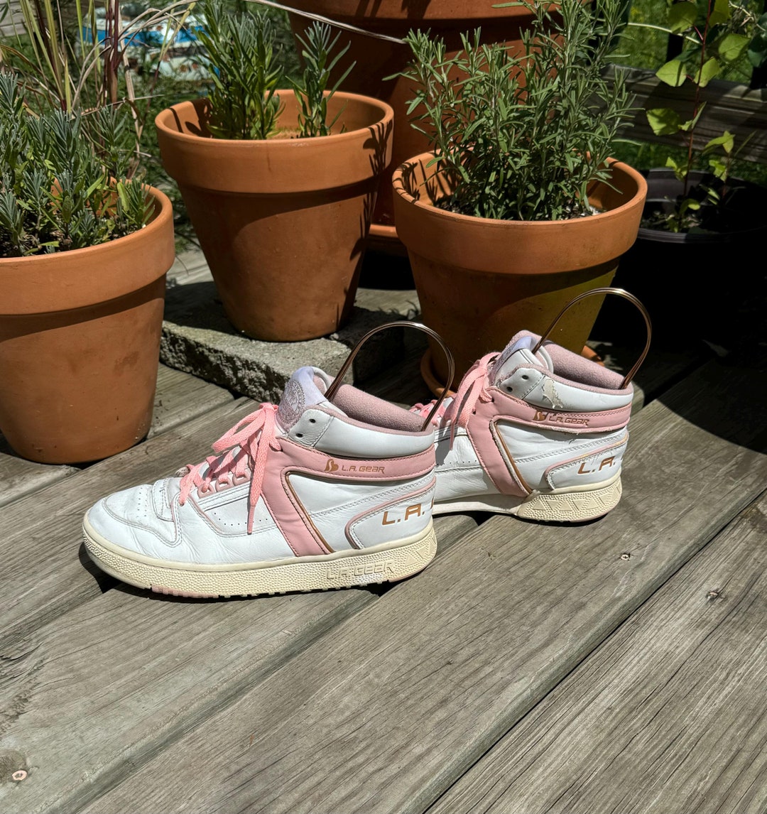 Original Vintage L.A. Gear Pink & White Hightop Sneakers Sz 6 - Etsy