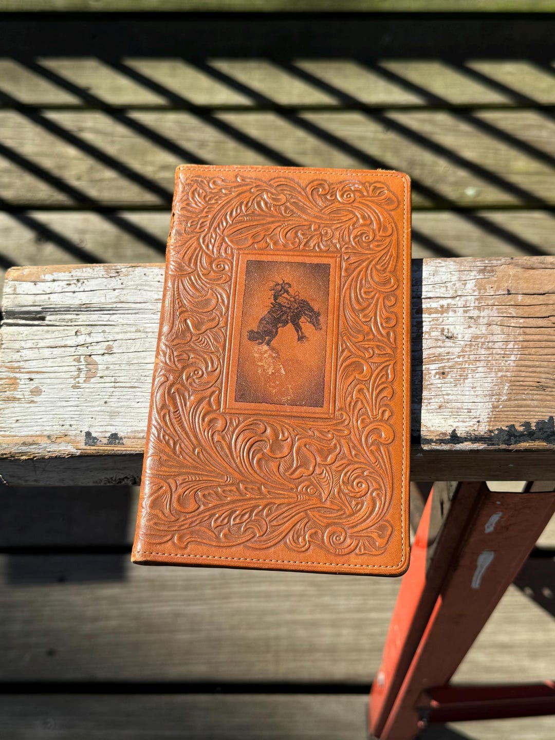 Antique Tooled Leather Western Style Wallet Bill Fold Brown & Bigelow ...