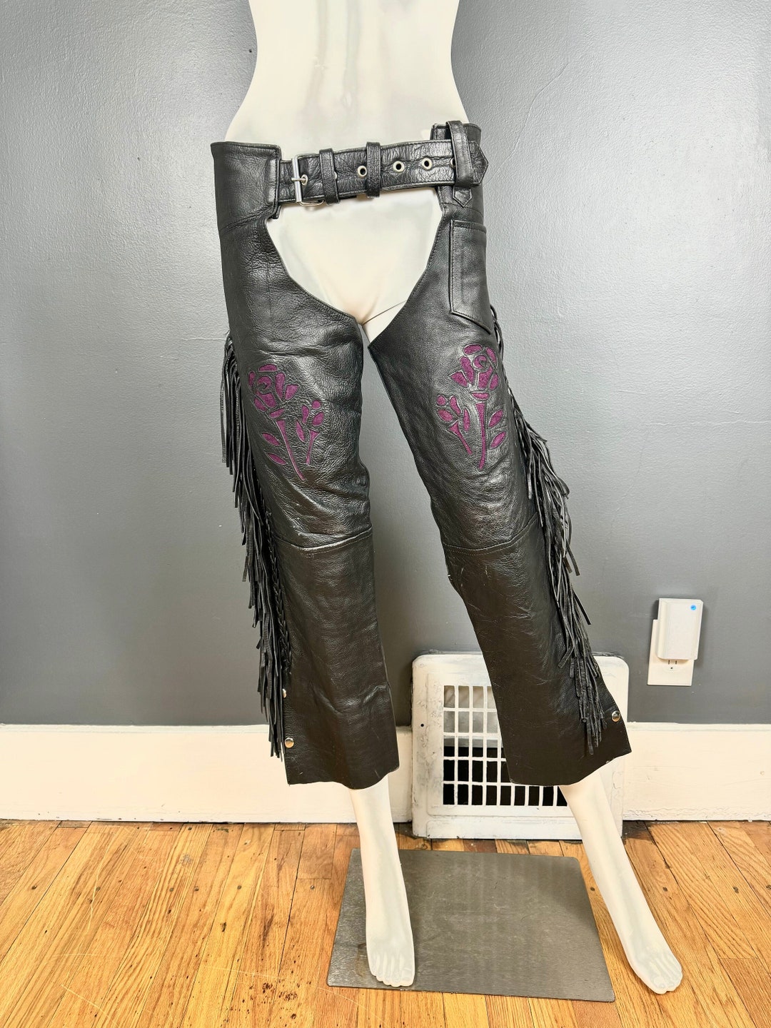 1980’s Women’s Fringed Chaps Purple Roses Sz XS - Etsy