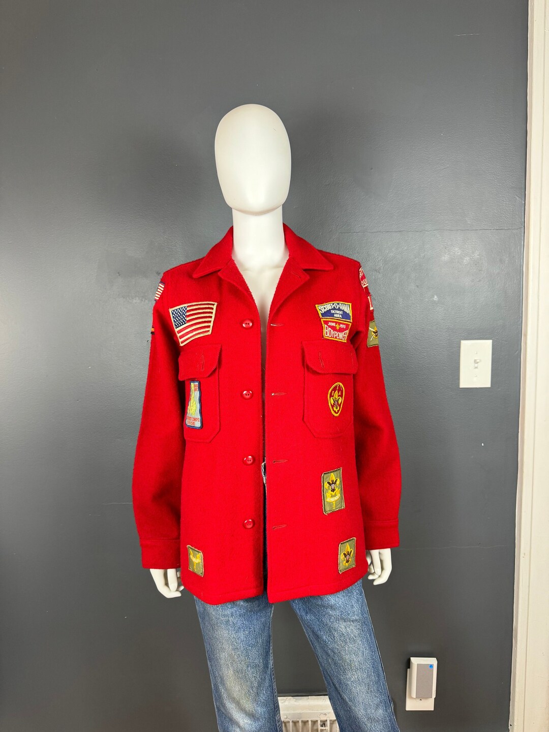 1970 Detroit Area Boy Scouts of America Red Wool Jacket Sz S - Etsy