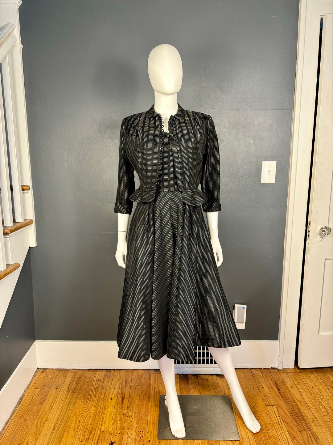 1950’s Jonathan Logan Black Taffeta Dress & Jacket Set Sz S - Etsy