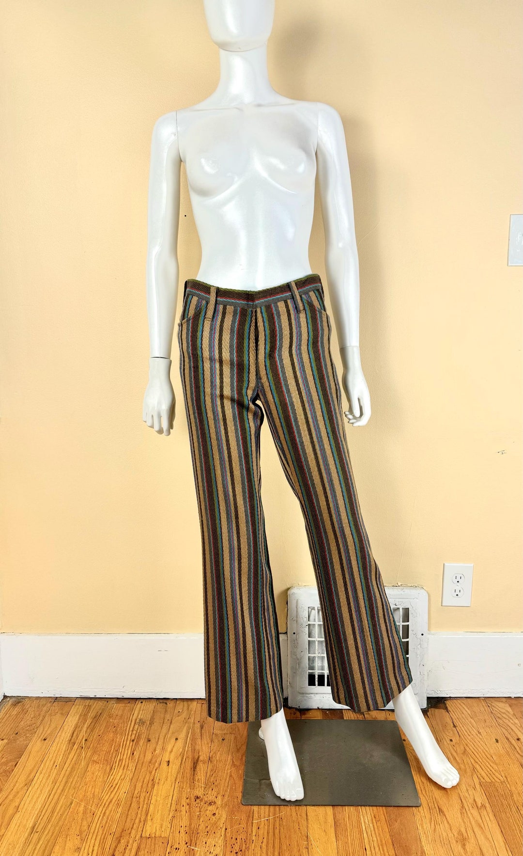 1970s Striped Flared Leg the Action Man Slacks 30 - Etsy
