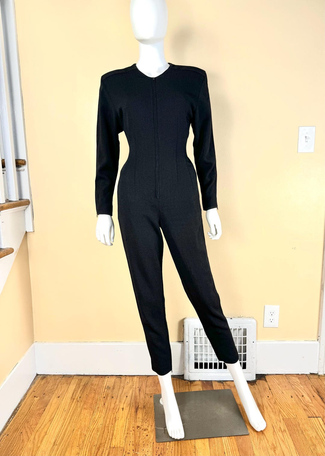 1990’s Black Zip-up Wool/viscose Catsuit by Complice Italy Sz M - Etsy
