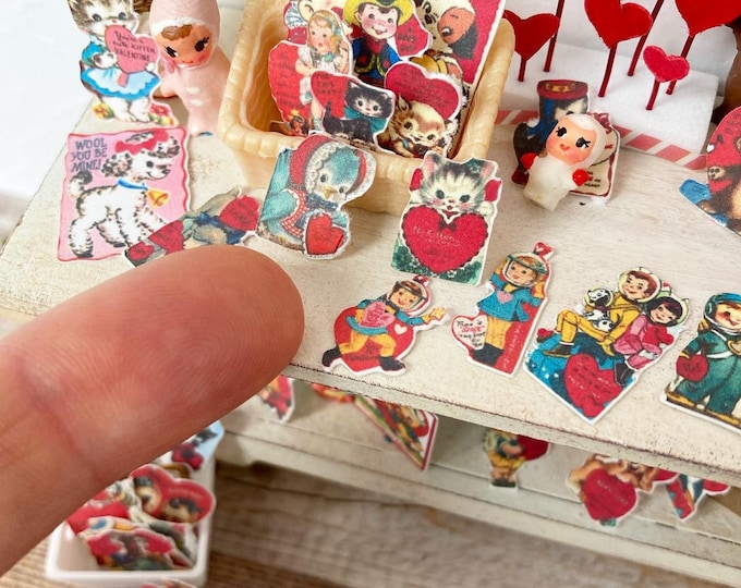 75 Valentines Printable for 1:12 Scale Dollhouse Miniatures Vintage ...