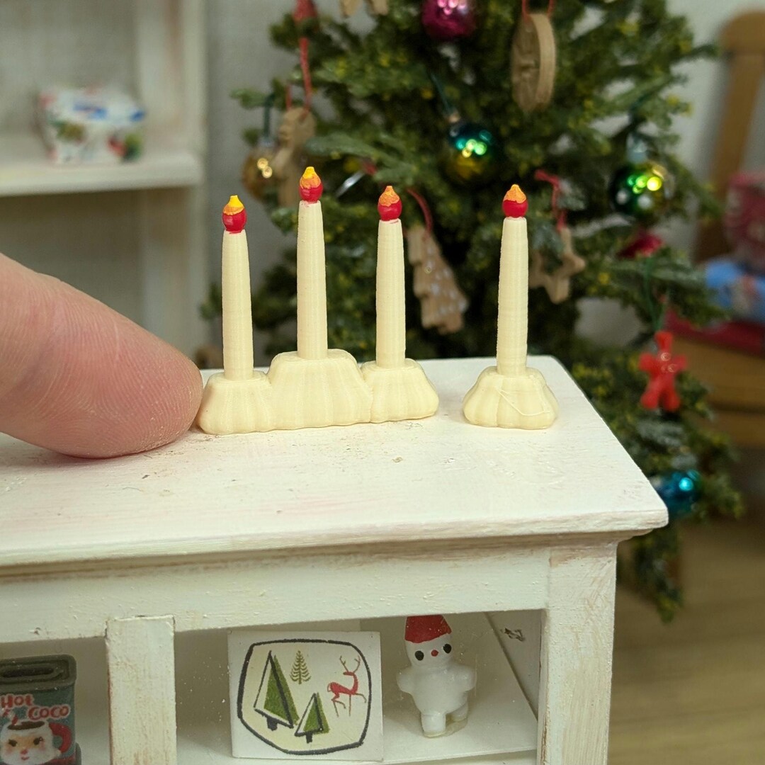 1:12 Scale Christmas Candlestick Dollhouse Miniature Midcentury Retro ...