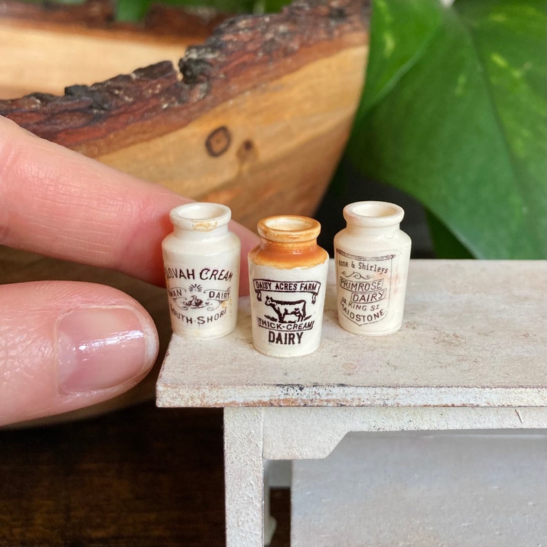 1:12 Dollhouse Miniature Cream Dairy Crock, Kitchen Mini Food Accessory ...