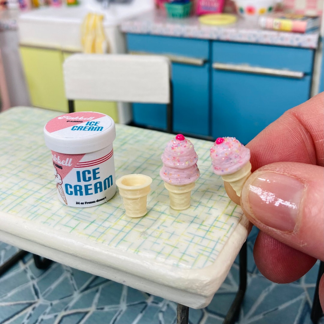 1:12 Ice Cream Cone or Carton Dollhouse Miniature Kitchen Pantry ...