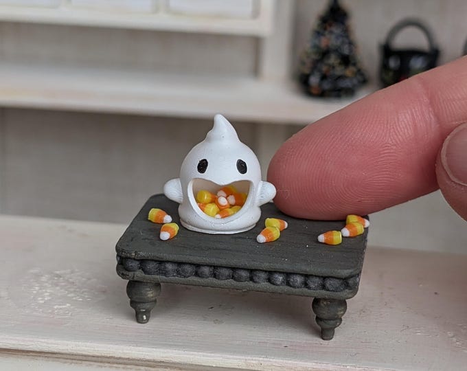 1:12 Dollhouse Miniature Halloween Ghost Candy Dish, Fall Accessory ...
