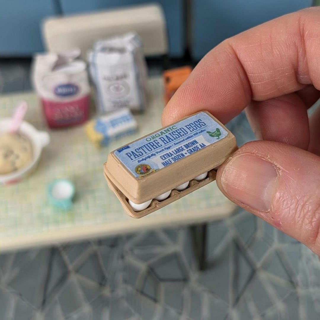 Egg Carton With Eggs Dollhouse Miniature 1:12, Mini Food for Kitchen or ...