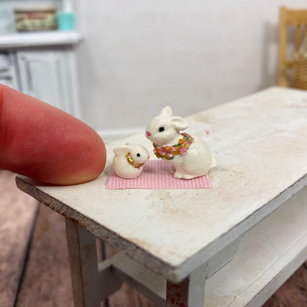 Dollhouse Miniature Bunny Rabbit Set Easter or Spring Time Decoration 1 ...