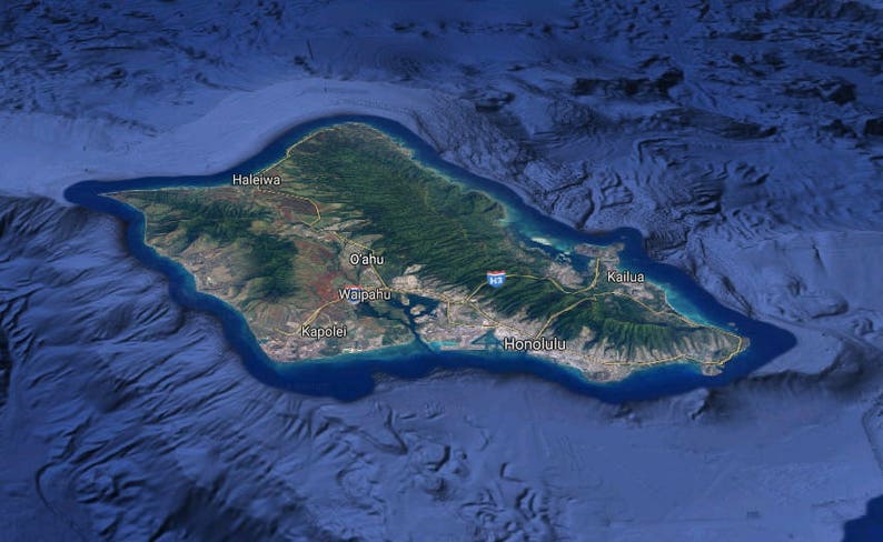 Oahu Hawaii 3D Terrain and Ocean Floor Model - Etsy