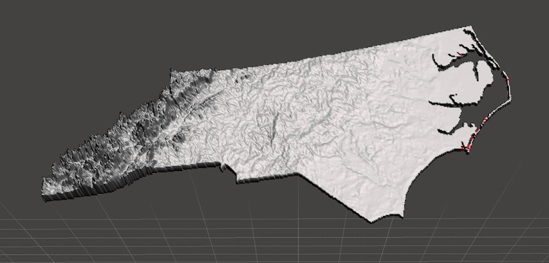 North Carolina 3D Model (STL Format) With Vector Outline (DXF Format ...