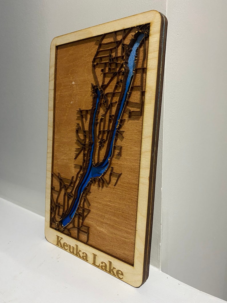 Keuka Lake Map W Lake Depths and Roads - Etsy