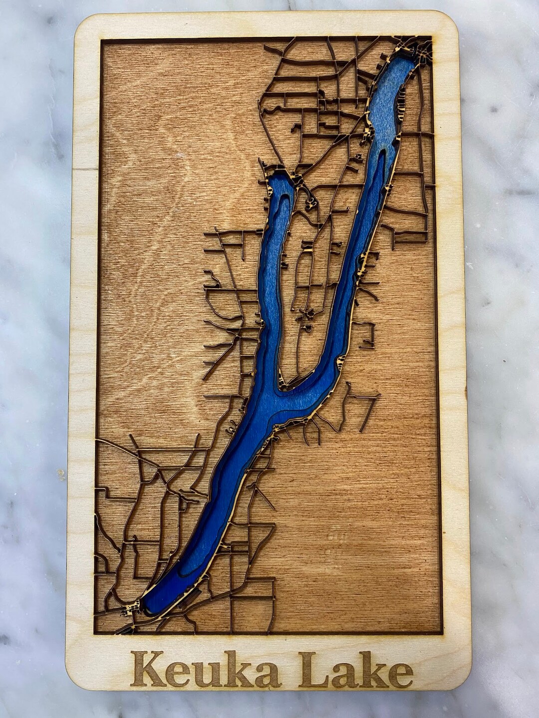 Keuka Lake Map W Lake Depths and Roads - Etsy