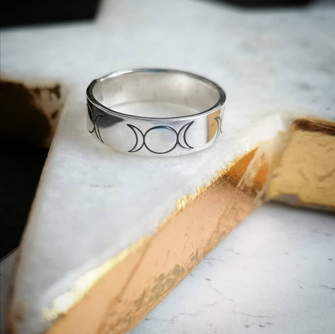 Triple Moon Sterling Silver Ring - Etsy