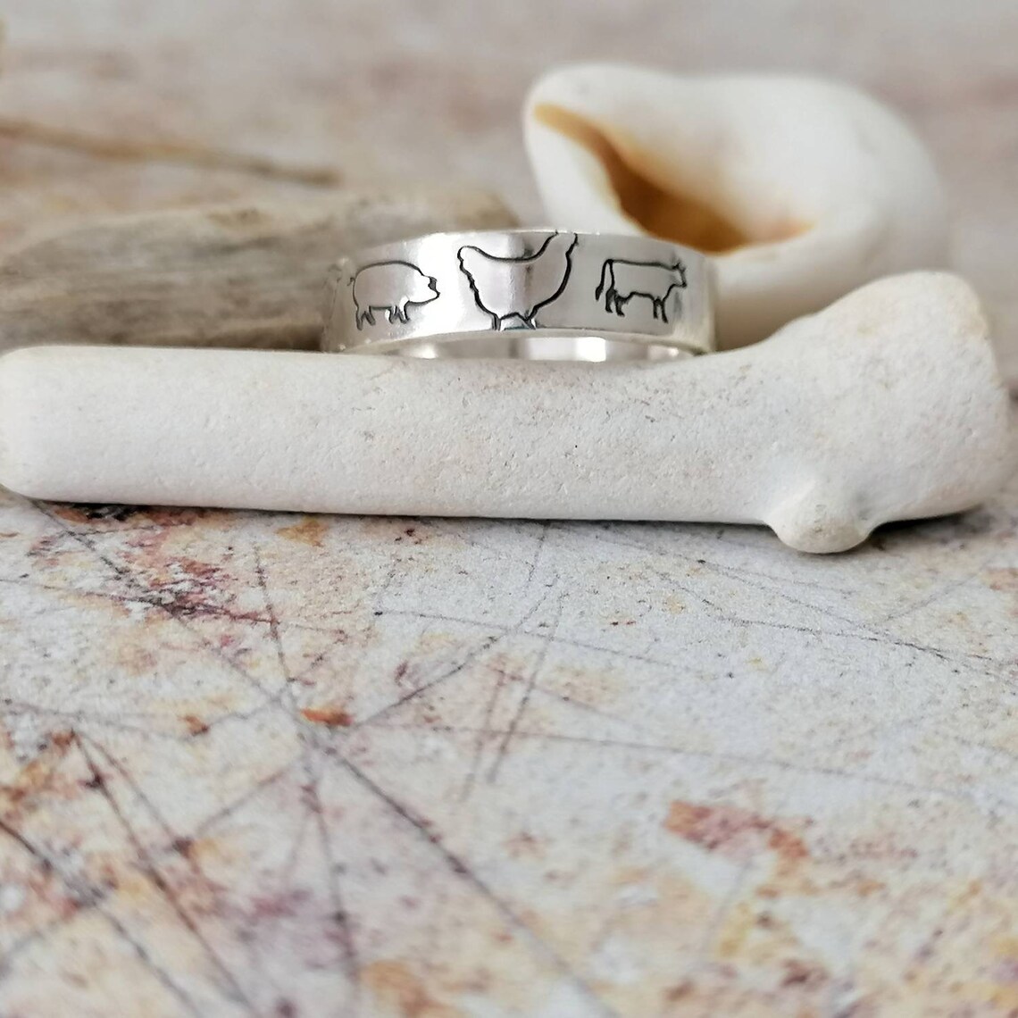 Farmed Animals Sterling Silver Ring | Etsy
