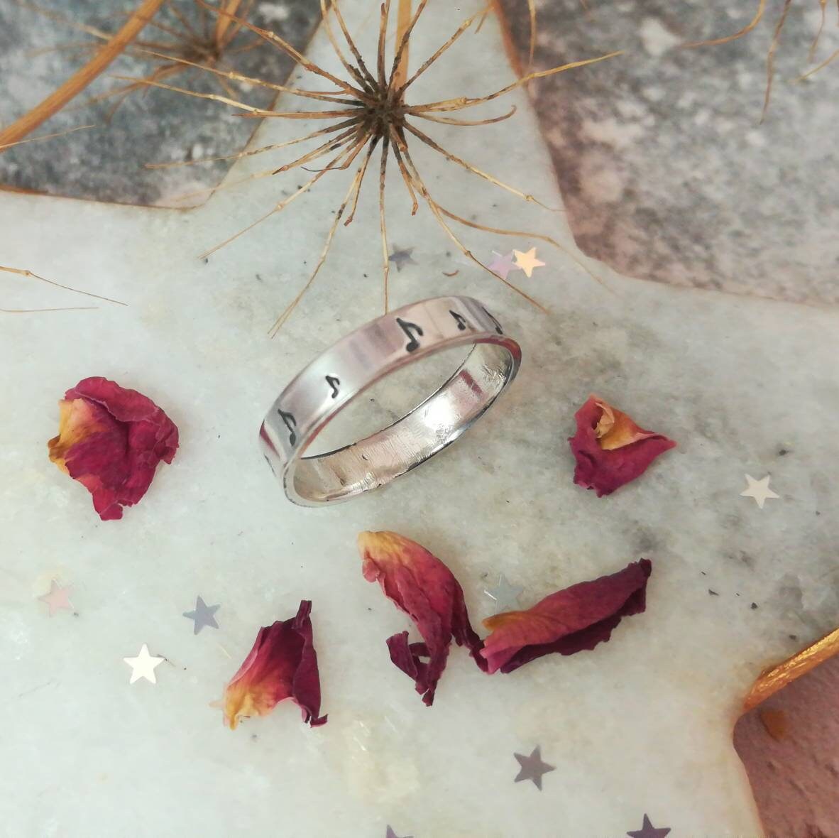 Musical Note Sterling Silver Ring | Etsy UK