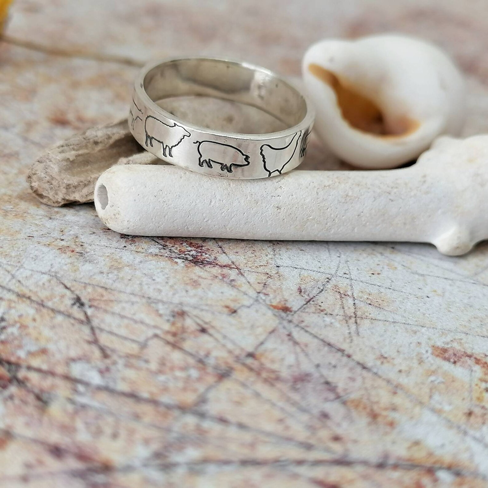Farmed Animals Sterling Silver Ring | Etsy