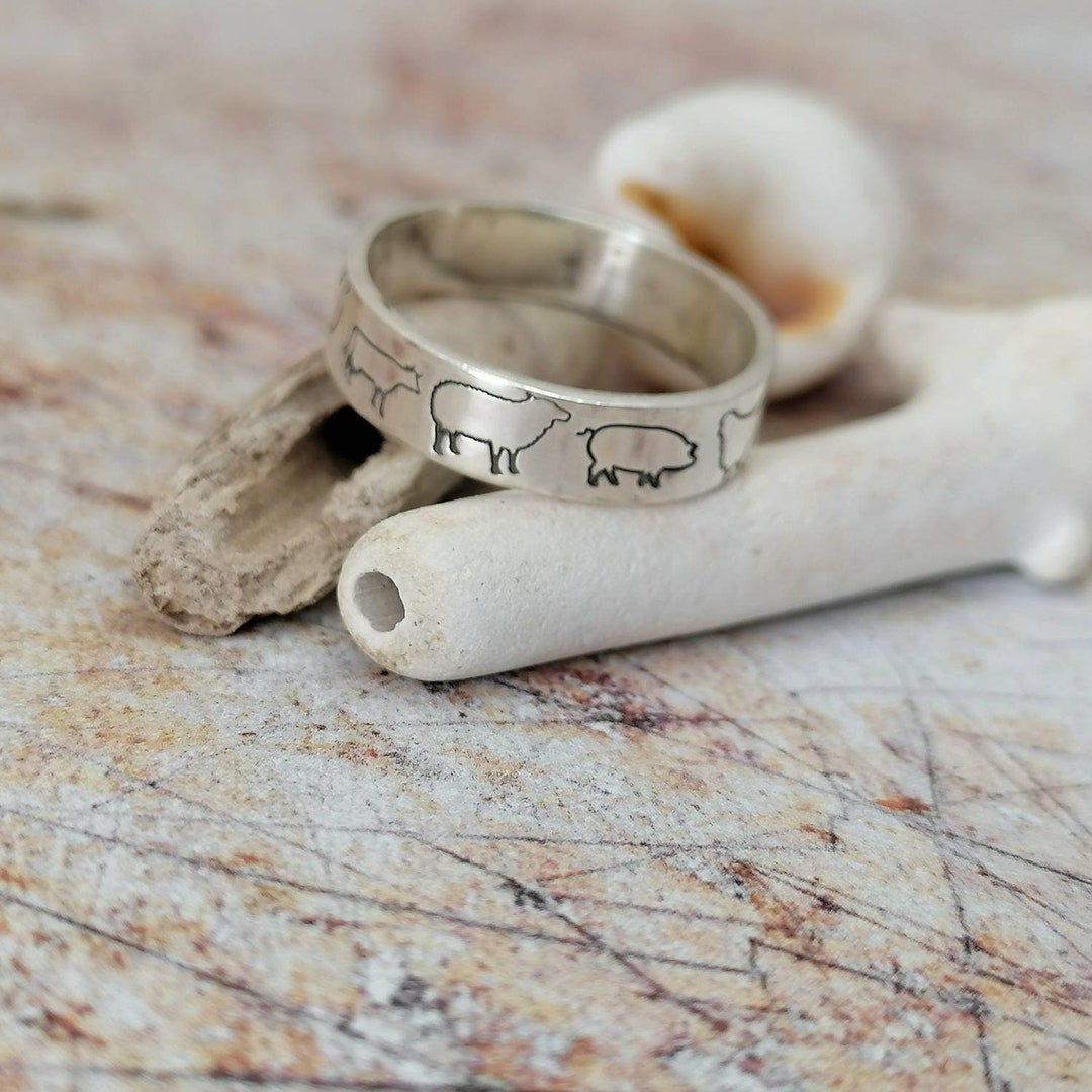 Farmed Animals Sterling Silver Ring - Etsy