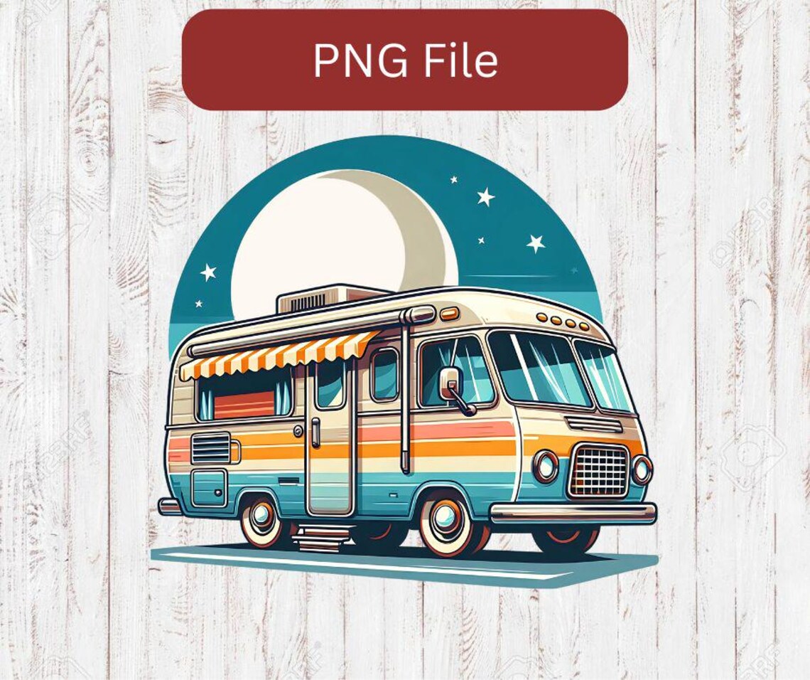 Retro Happy Camper RV PNG Sublimation Design File | Vintage Camper Van ...