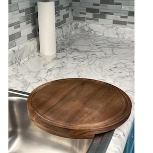 Round Walnut Acacia Corner Cutting Board- Sink Cutting Board Spring ...