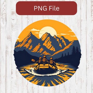 White Water Rafting PNG Files for Sublimation or DTF Design Mountain ...