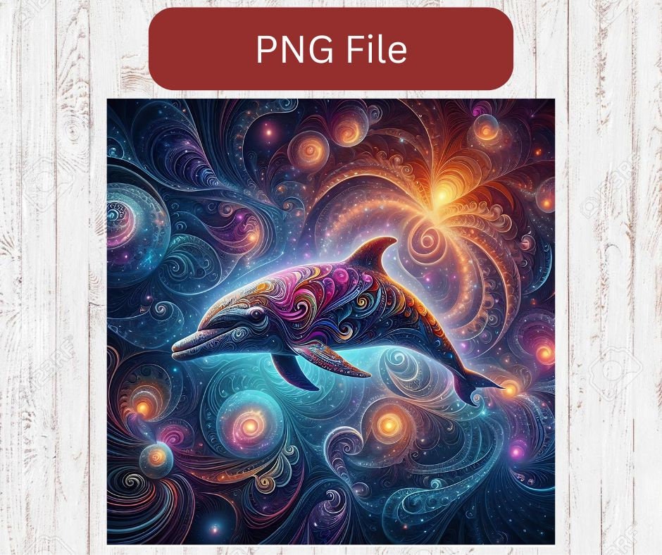 Cosmic Dolphin PNG Sublimation Design File - Etsy