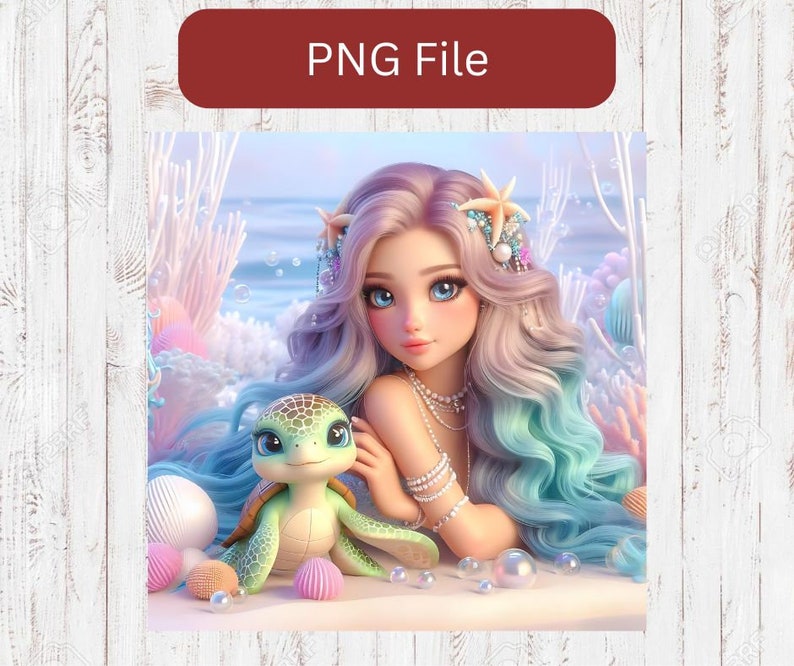 Chibi Style Mermaids for Kids PNG Sublimation Design File Mermaid Party ...