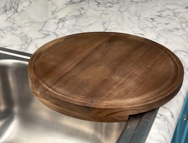 Round Walnut Acacia Corner Cutting Board Sink Cutting Board - Etsy