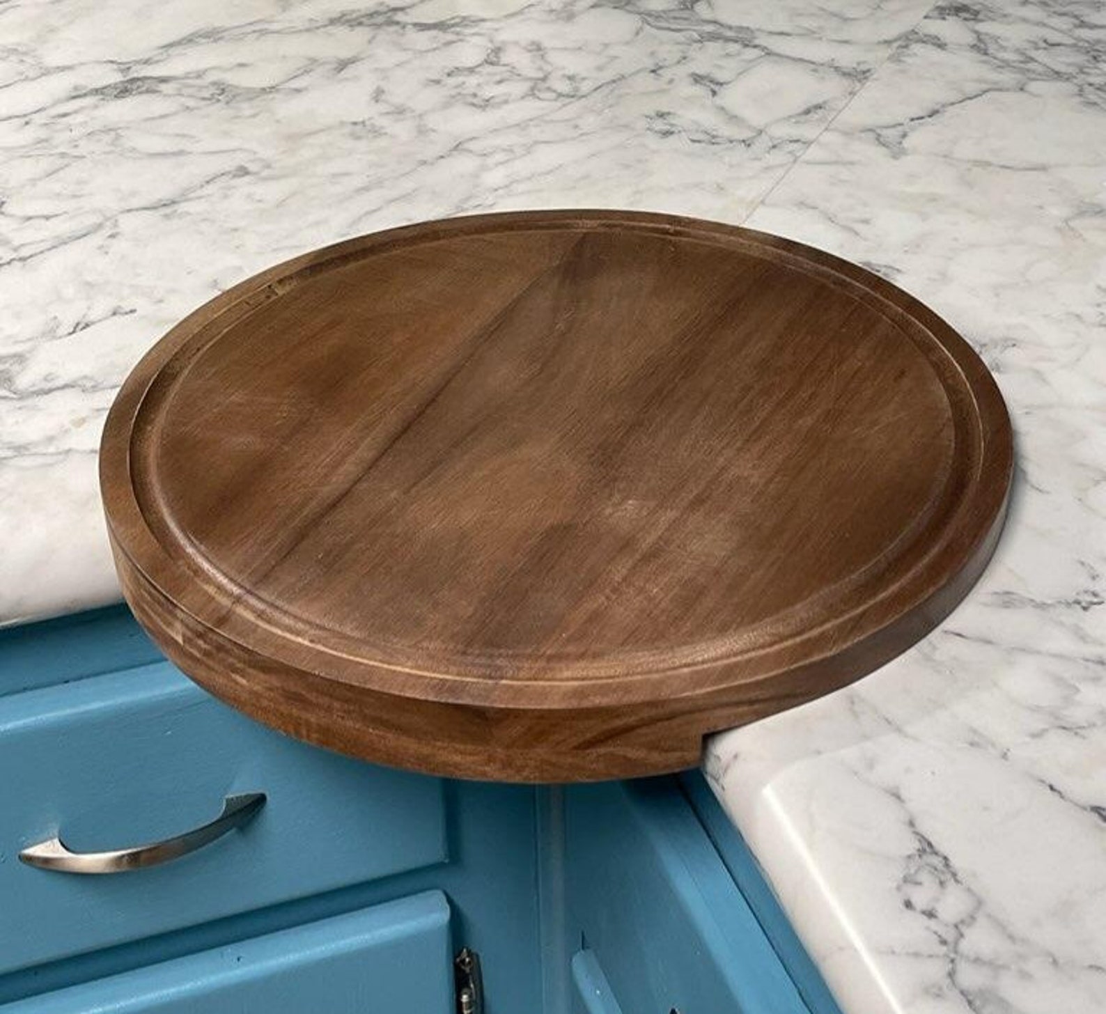 Round Walnut Acacia Corner Cutting Board Sink Cutting Board - Etsy