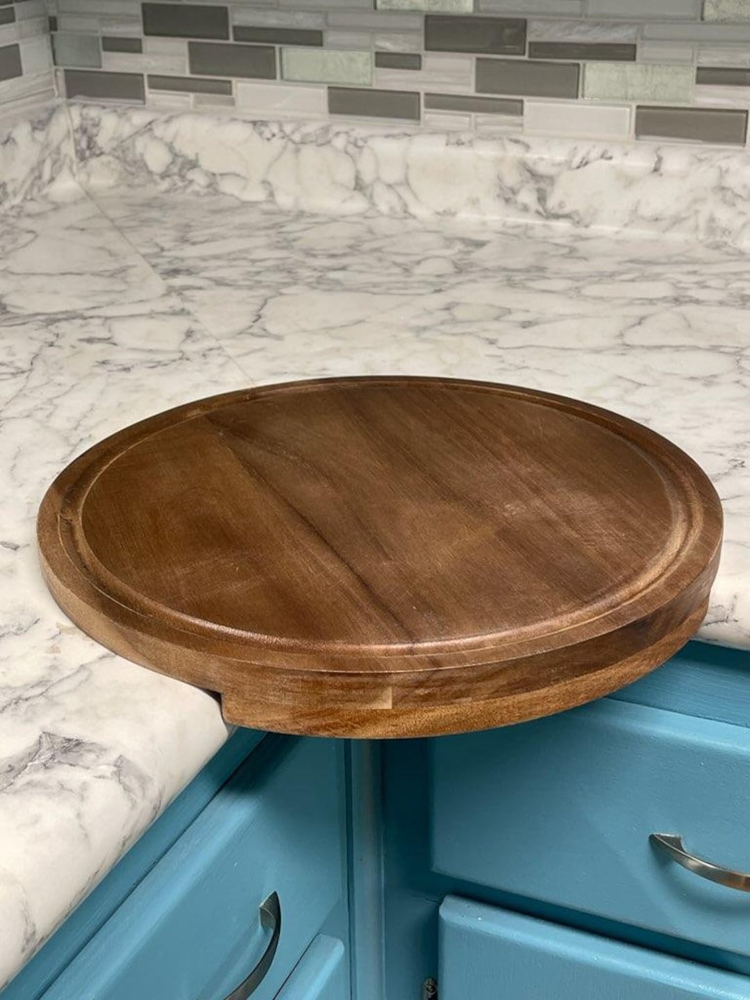 Round Walnut Acacia Corner Cutting Board Sink Cutting Board - Etsy