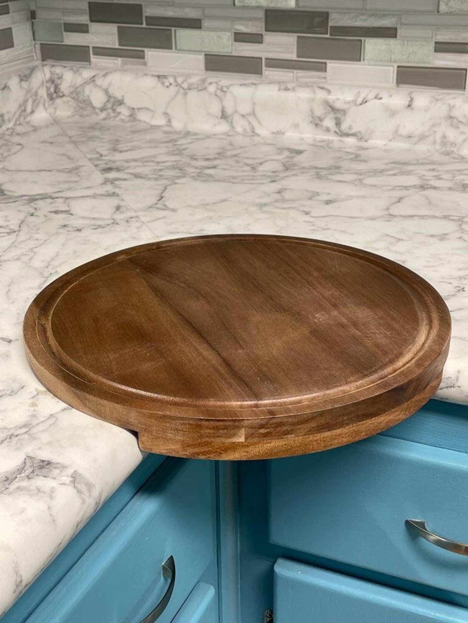 Round Walnut Acacia Corner Cutting Board Sink Cutting Board - Etsy